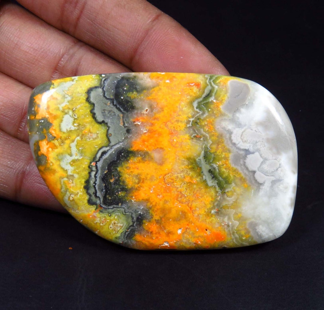 Natural Bumble Bee Gemstone, 59x39mm, Yellow Bumble Bee Jasper Cabochon ...