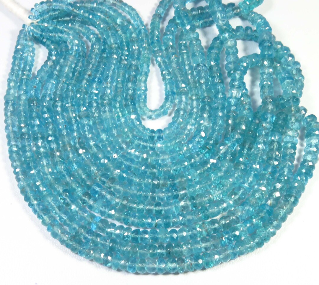 Natural Sky Blue Apatite Rondelle Beads, 3.5-6mm, Apatite Gemstone ...