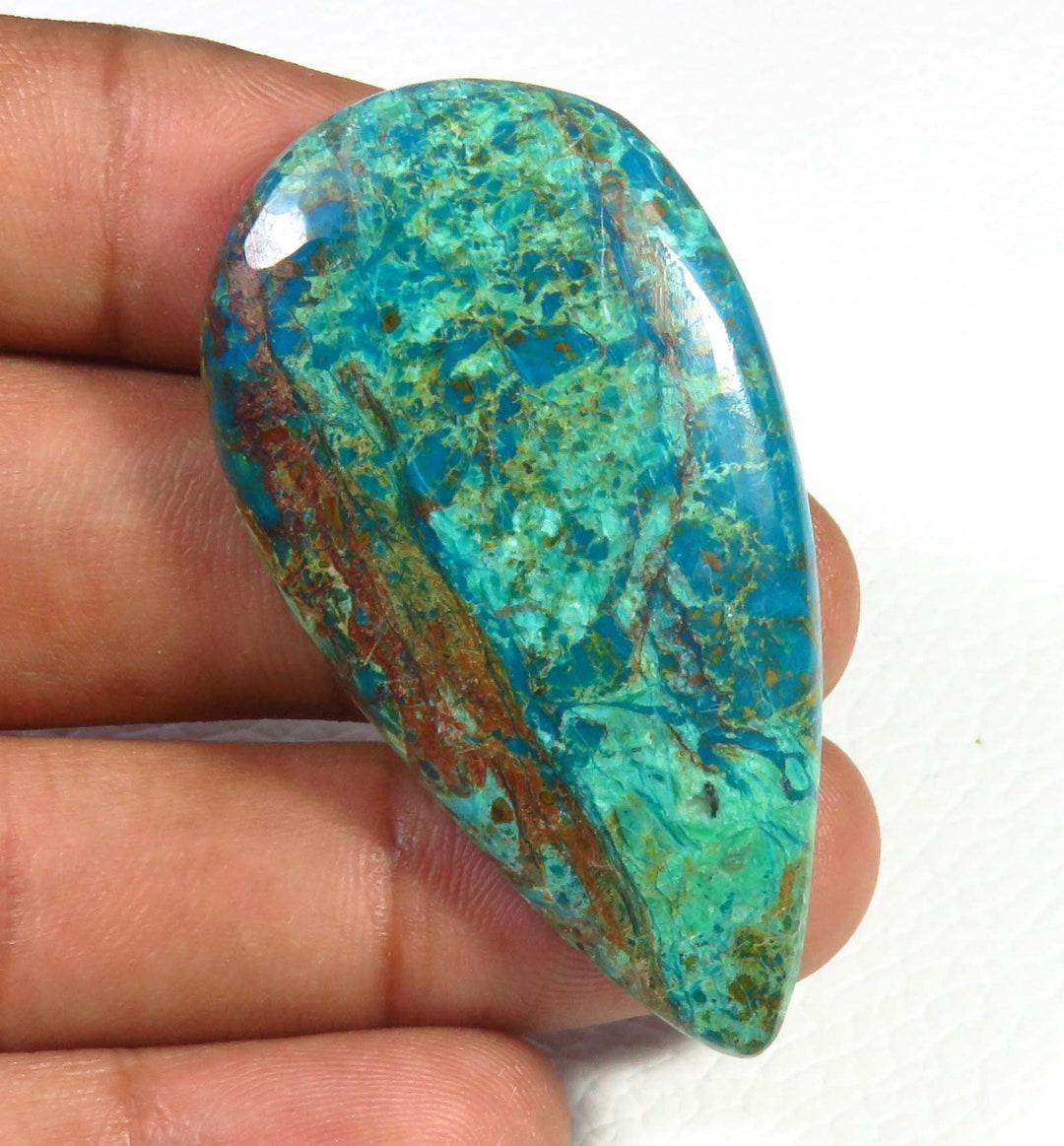 Blue Chrysocolla Smooth Cabochon, 37x25mm, Natural Chrysocolla Gemstone ...