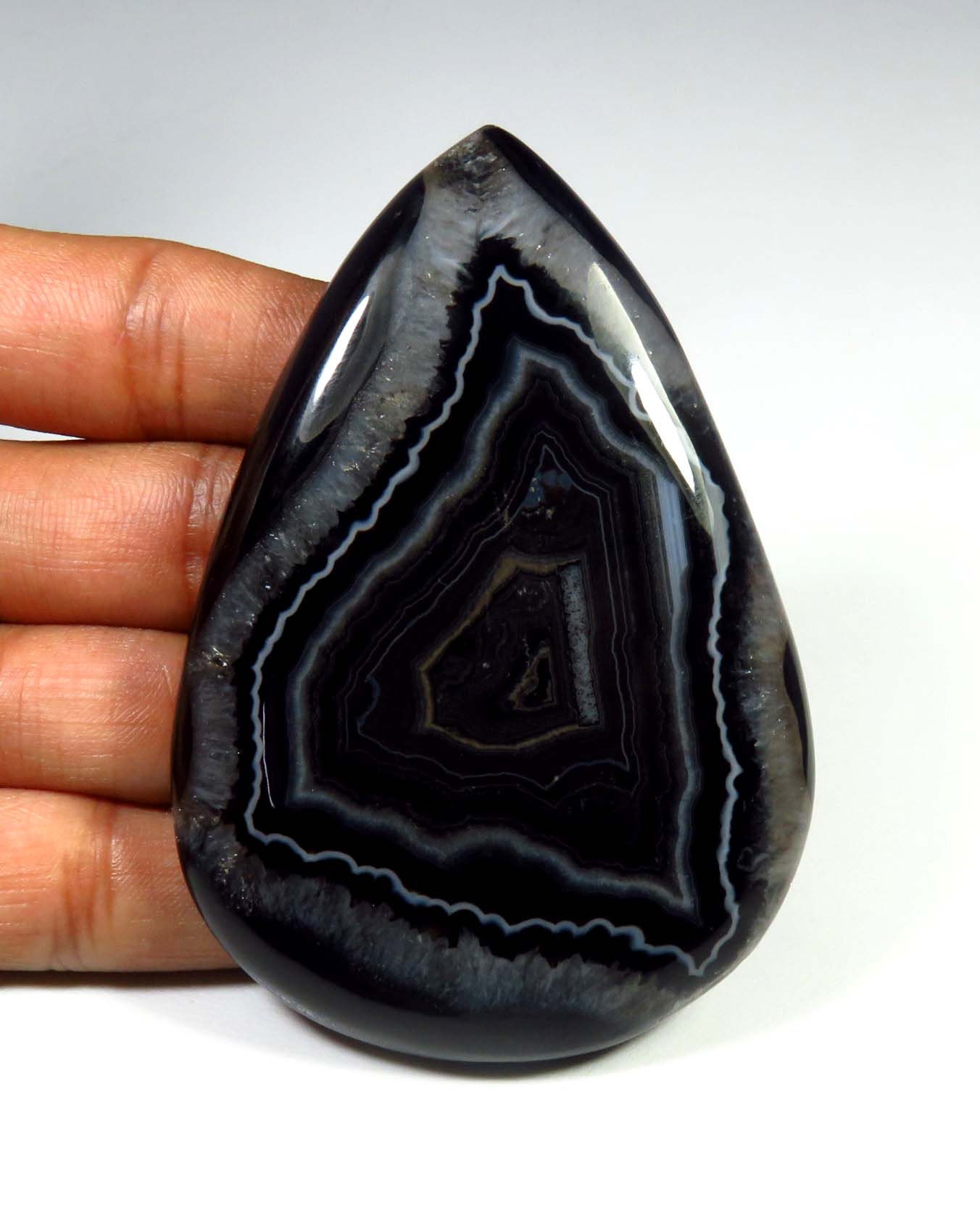 AUSGEZEICHNET Onyx Achat Edelstein. Natürlicher Schwarzer | Etsy