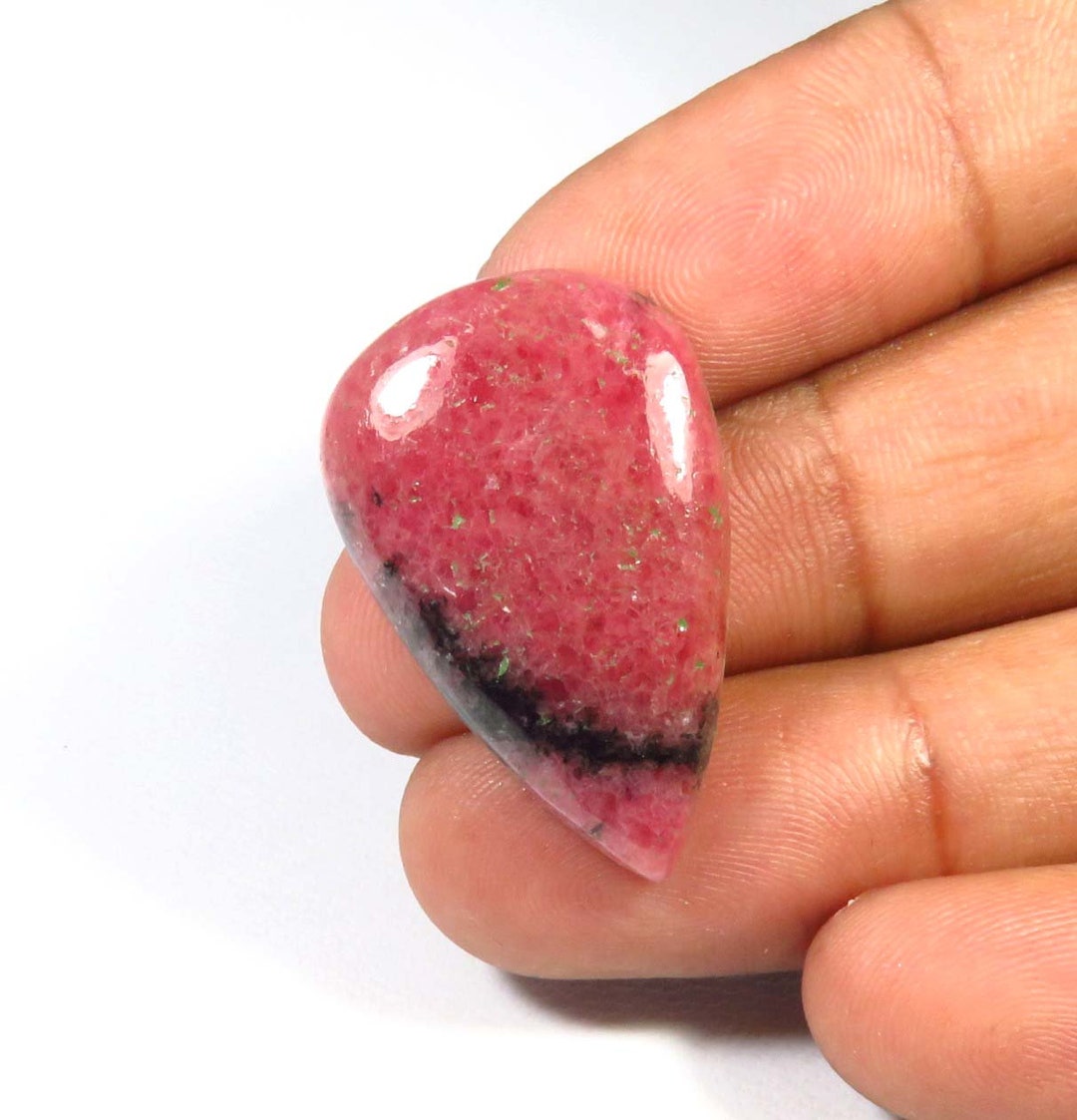 Rhodonite Smooth Gemstone, 29x18 Mm, Natural Pink Rhodonite Cabochon ...