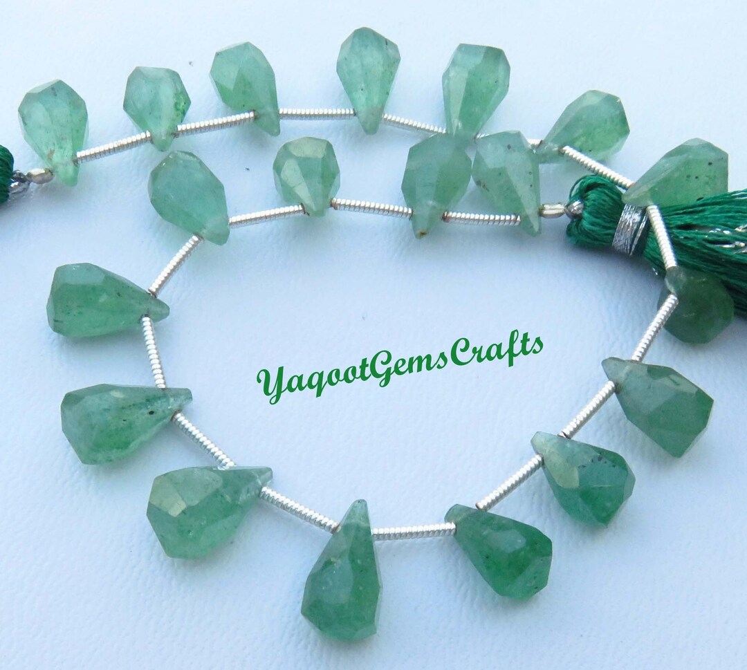 Green Strawberry Teardrop Quartz Gemstone Beads, 10-12 Mm, Natural ...