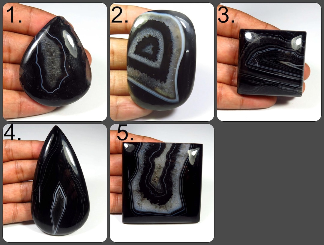 Natural Onyx Agate Geode Cabochon, 46x37mm - 60x59mm, Black Dyed Onyx ...
