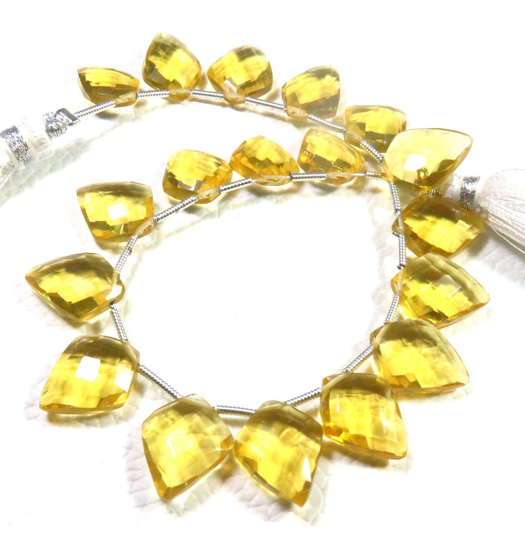 Citrine Hydro Quartz Beads, 13-14mm, Yellow Citrine Shield Shape Glass ...