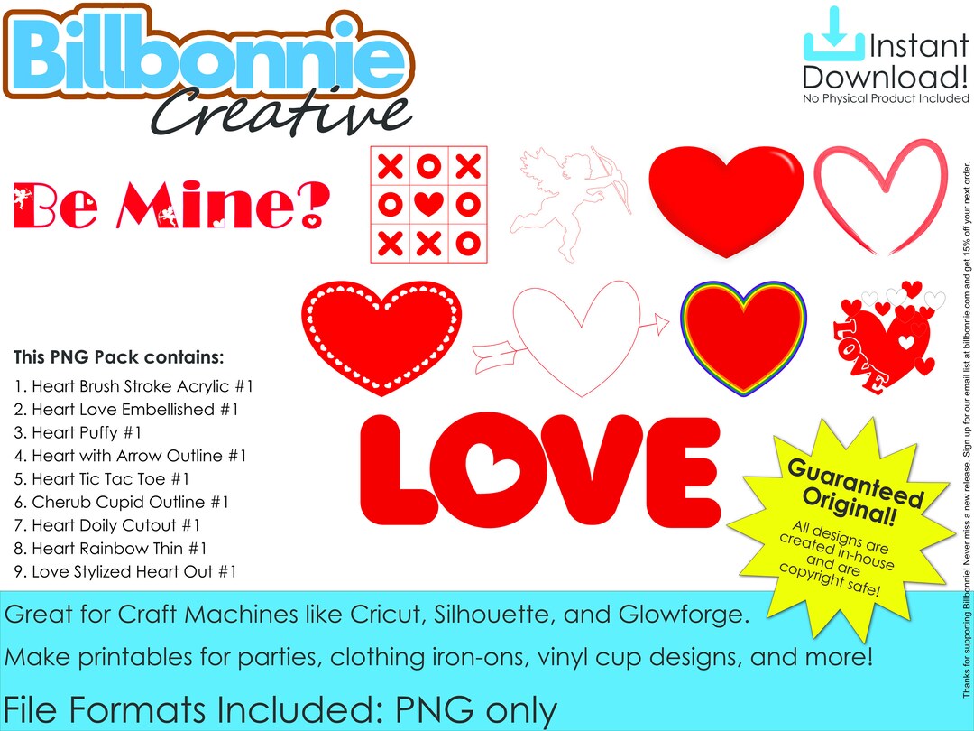 Valentine's Day Themed PNG Shapes Be Mine 1 PNG Pack 9 Total Billbonnie ...