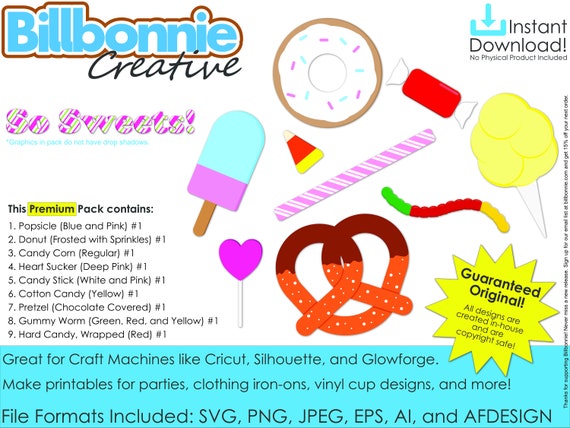 Candy and Sweets Themed Flat Svg Png Eps and Jpeg Graphics | Etsy