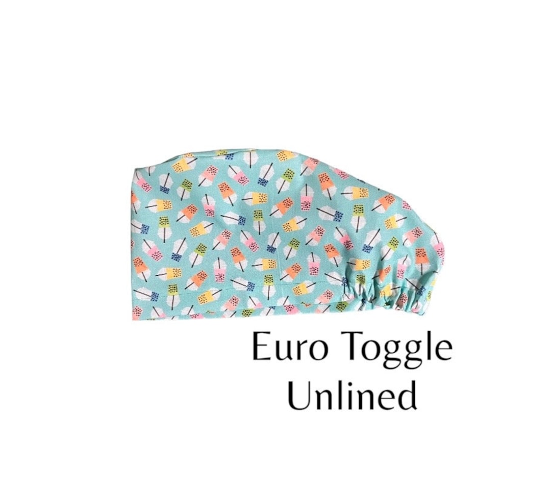 Cute Boba Tea Bubble Euro Toggle Surgical Scrub Cap CRNA OR Nurses Cute ...