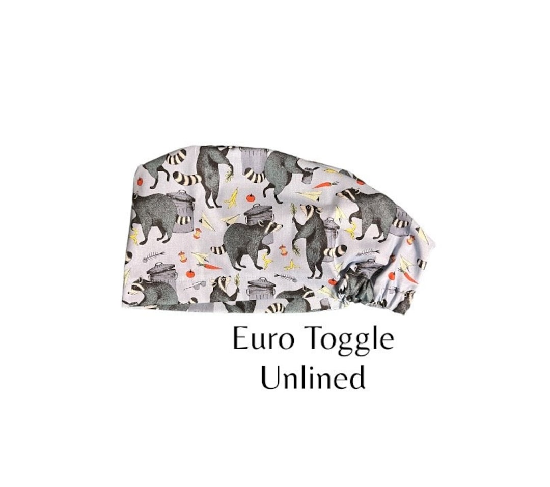 Raccoon Cute Euro Toggle Surgical Scrub Cap Vet Tech Radiology CRNA ...