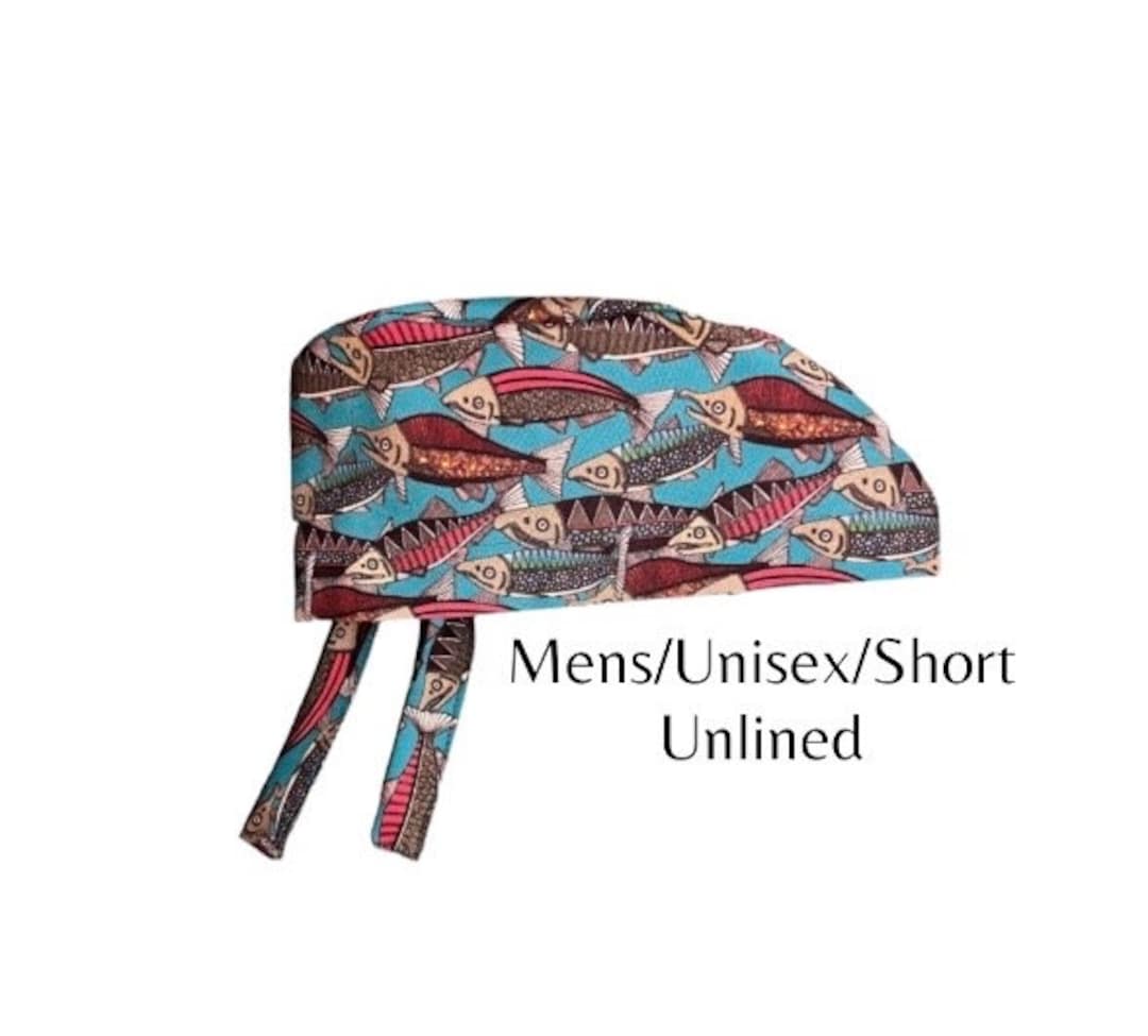 Alaskan Salmon Short Hair Unisex Men’s Surgical Scrub Cap Fishing OR ...