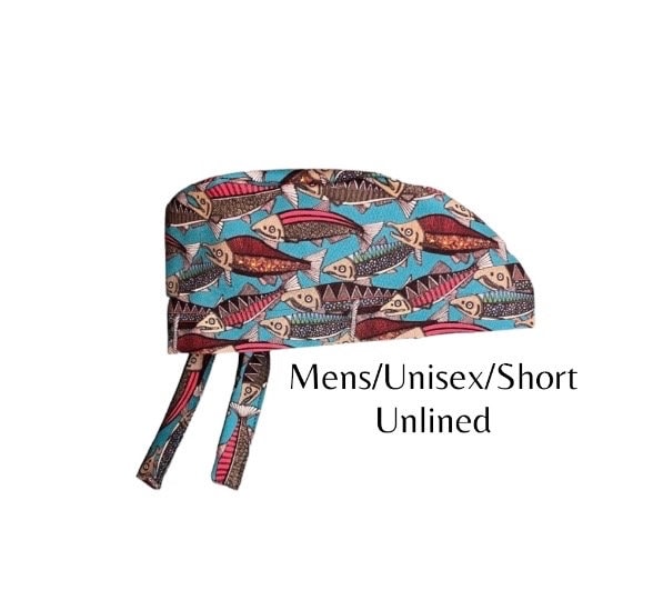 Alaskan Salmon Short Hair Unisex Mens Surgical Scrub Cap Fishing OR Hat ...