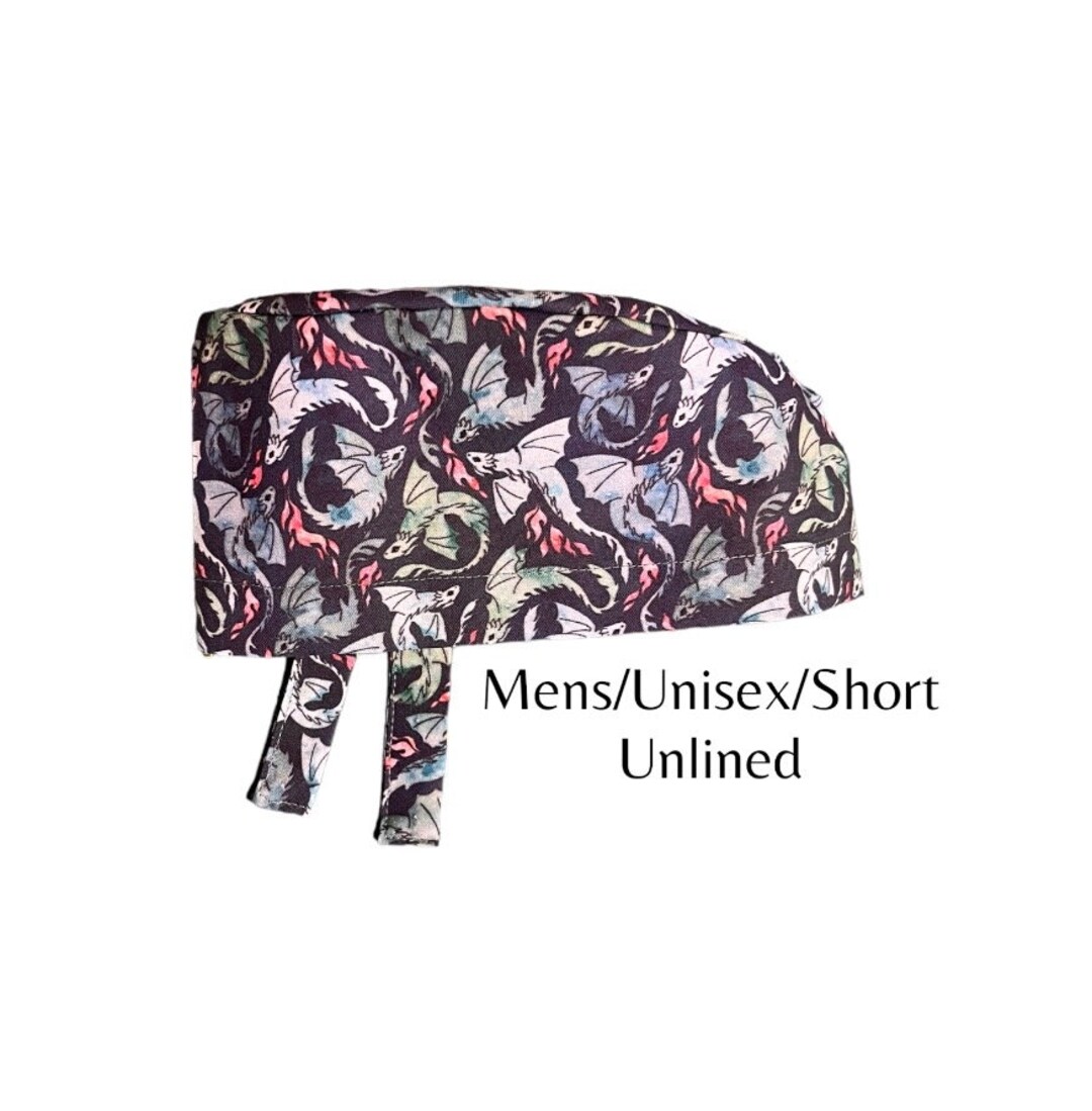 Dragons Mens Surgical Short Hair Ties Scrub Cap OR CRNA Hat Bonnet ...