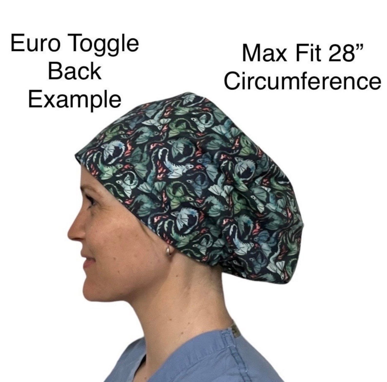 Pink and Metallic Gold Floral Fabric Euro Toggle Surgical Scrub Cap ...