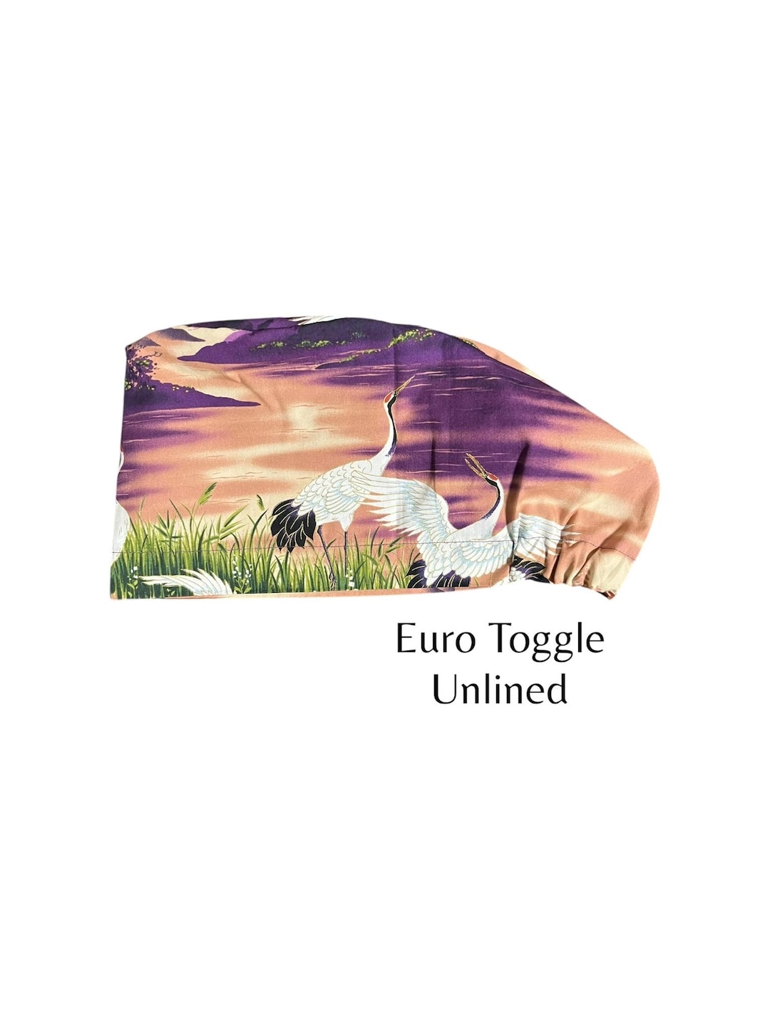 Vintage Fabric Japanese Crane Metallic Euro Toggle Long Hair Surgical ...