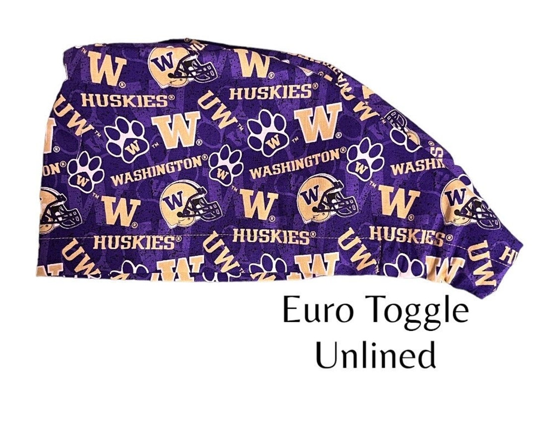 Purple Euro Toggle Surgical Scrub Hat Made W Licensed UW University of ...