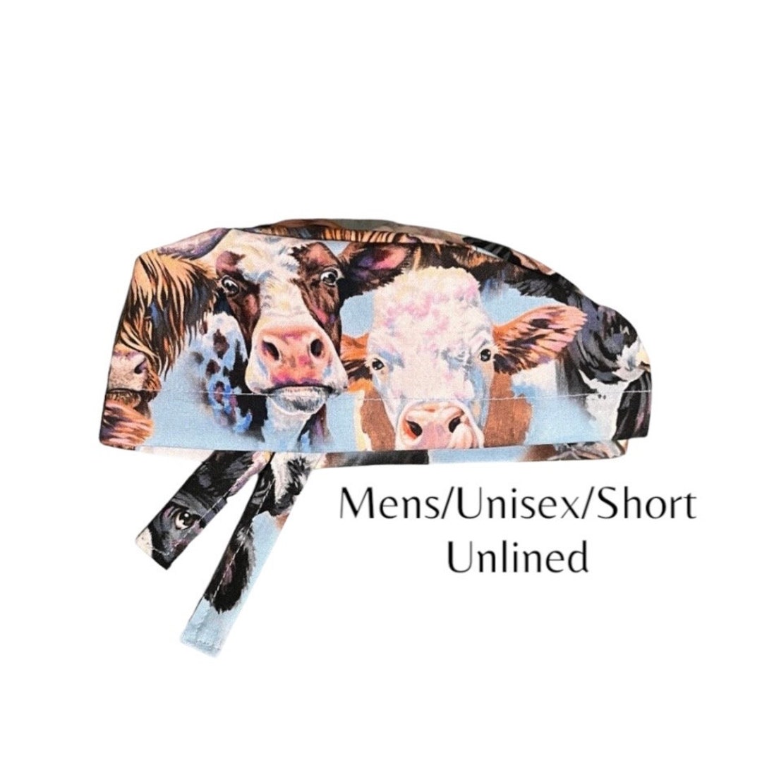 Funny Cow Farm Short Hair Unisex Men’s Surgical Scrub Cap OR Hat Dental ...