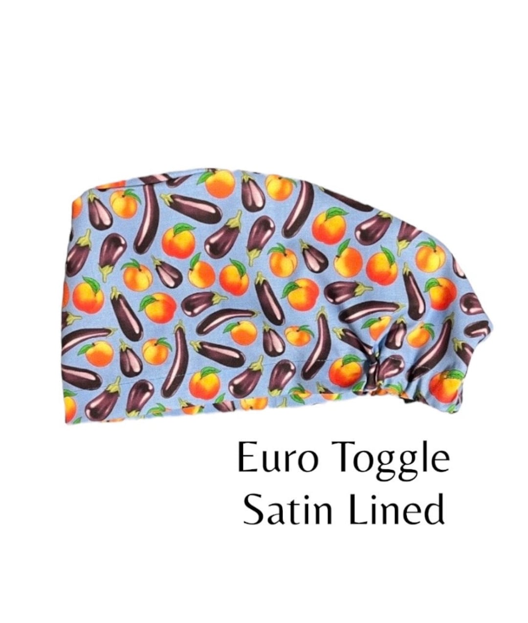 Eggplant Peach Vegetable Satin Lined Euro Toggle Surgical Scrub Cap Vet ...