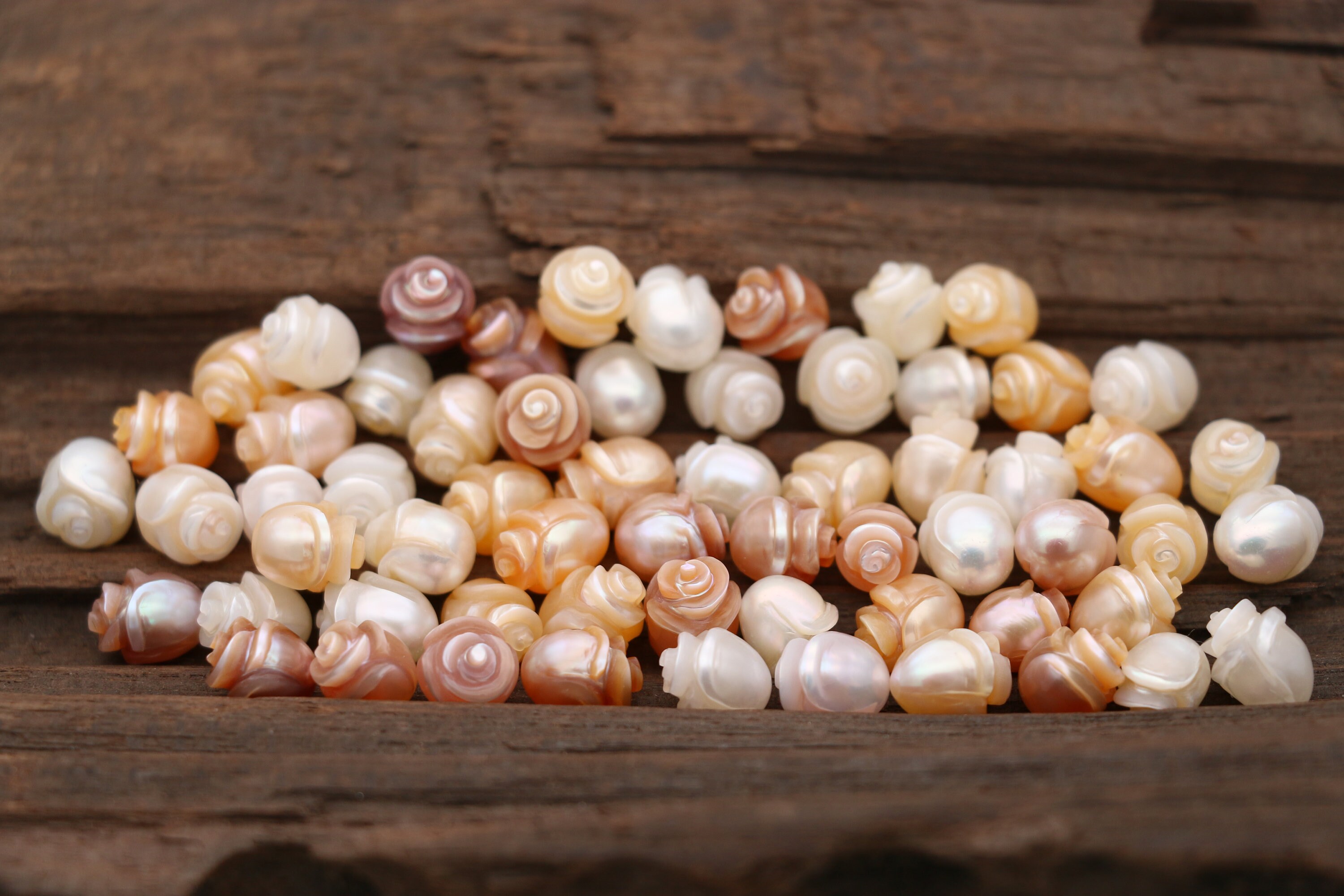 Hand-carved Drop Pearl , White/pink/purple Rose Shape Pearl Flower ...