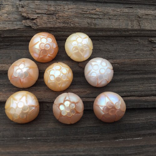 Hand-carved Drop Pearl White/pink/purple Rose Shape Pearl | Etsy
