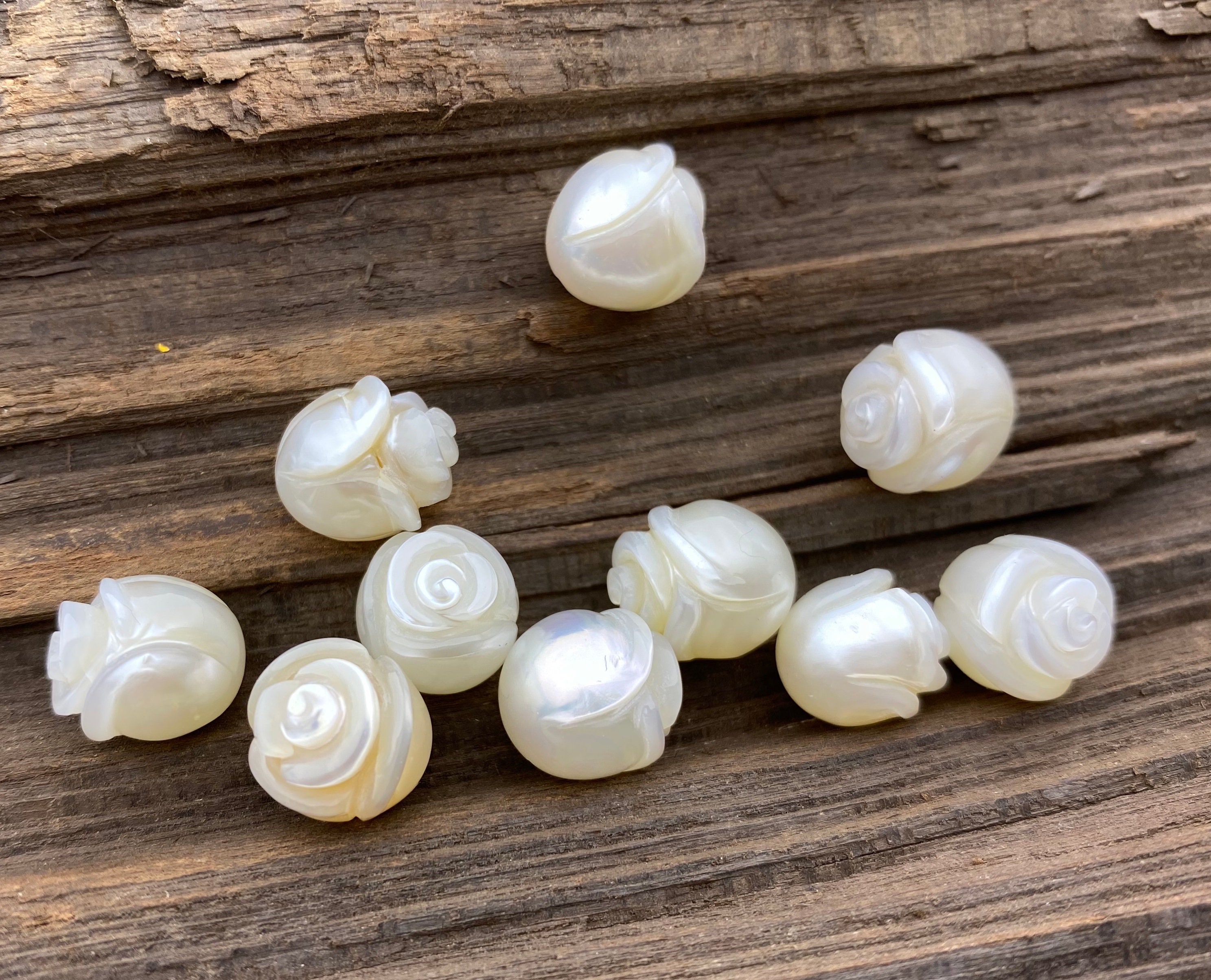 Hand-carved Drop Pearl , White Rose Shape Pearl Flower, Natural ...