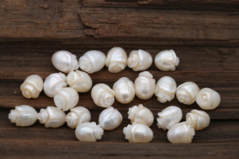 Hand-carved Drop Pearl , White/pink/purple Rose Shape Pearl Flower ...