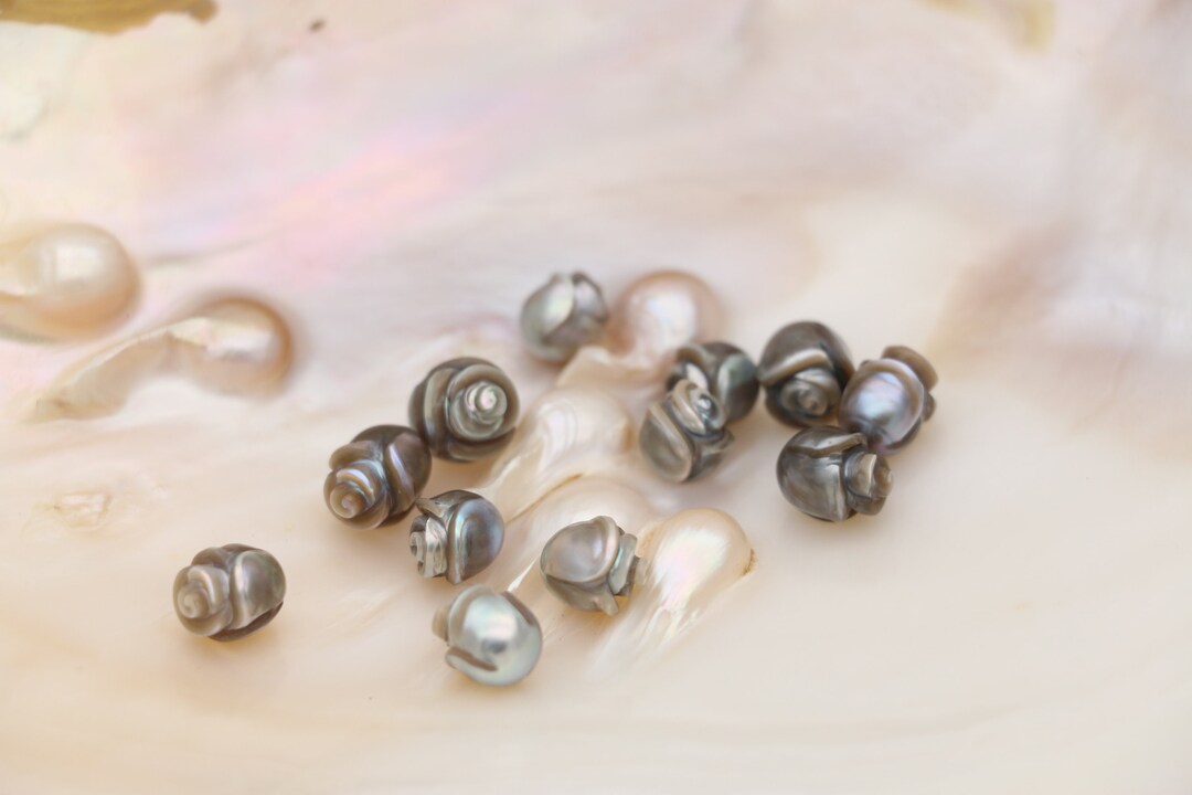 Hand-carved Drop Pearl , Rose Shape Pearl Flower, Natural Freshwater ...