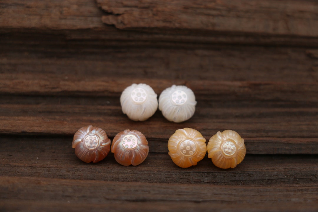 1 Pair White/pink/purple Hand-carved Poppy Pearls for DIY Earrings ...