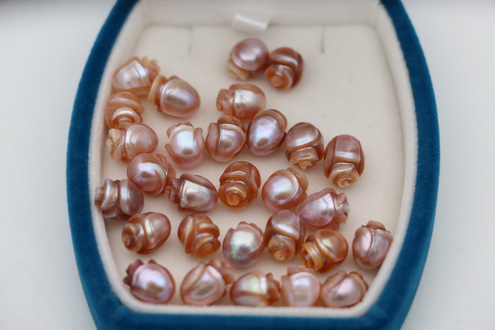 Hand-carved Drop Pearl , White/pink/purple Rose Shape Pearl Flower ...