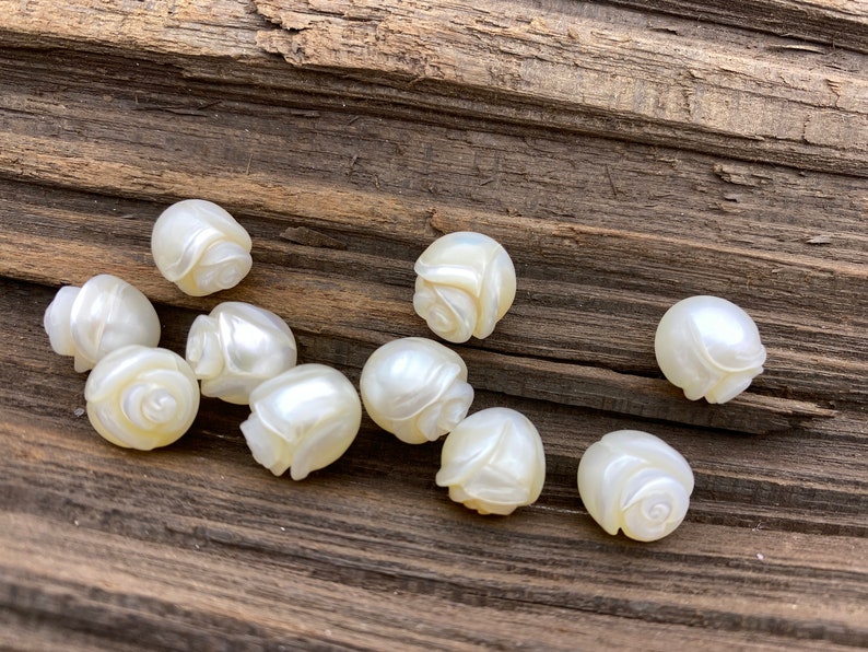 Hand-carved Drop Pearl , White Rose Shape Pearl Flower, Natural ...