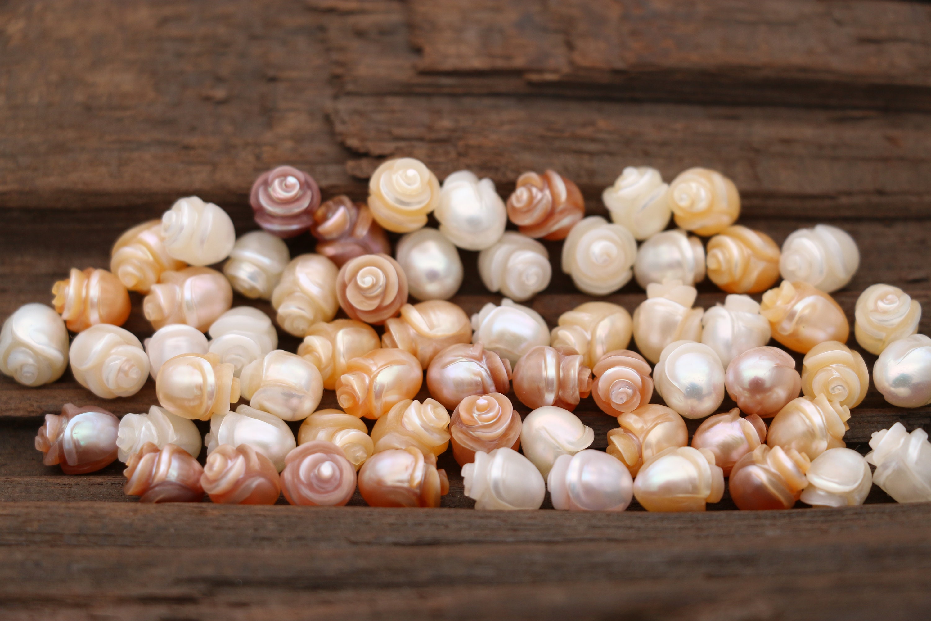 Hand-carved Drop Pearl , White/pink/purple Rose Shape Pearl Flower ...