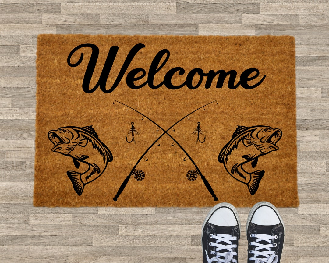 Fishing Welcome Mat, Fish Welcome Doormat, Father's Day Gift, Fishing ...
