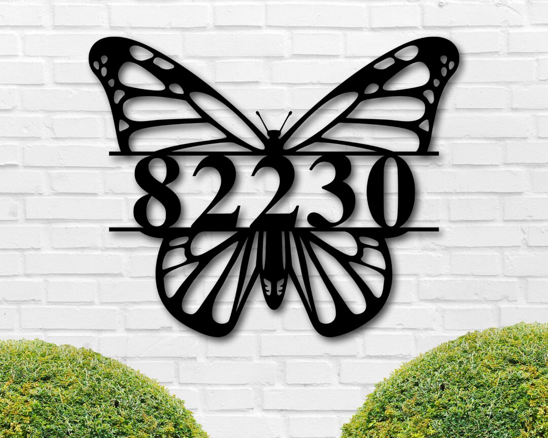 Custom Butterfly Address Sign, Custom Metal Name Sign, Butterfly Sign ...