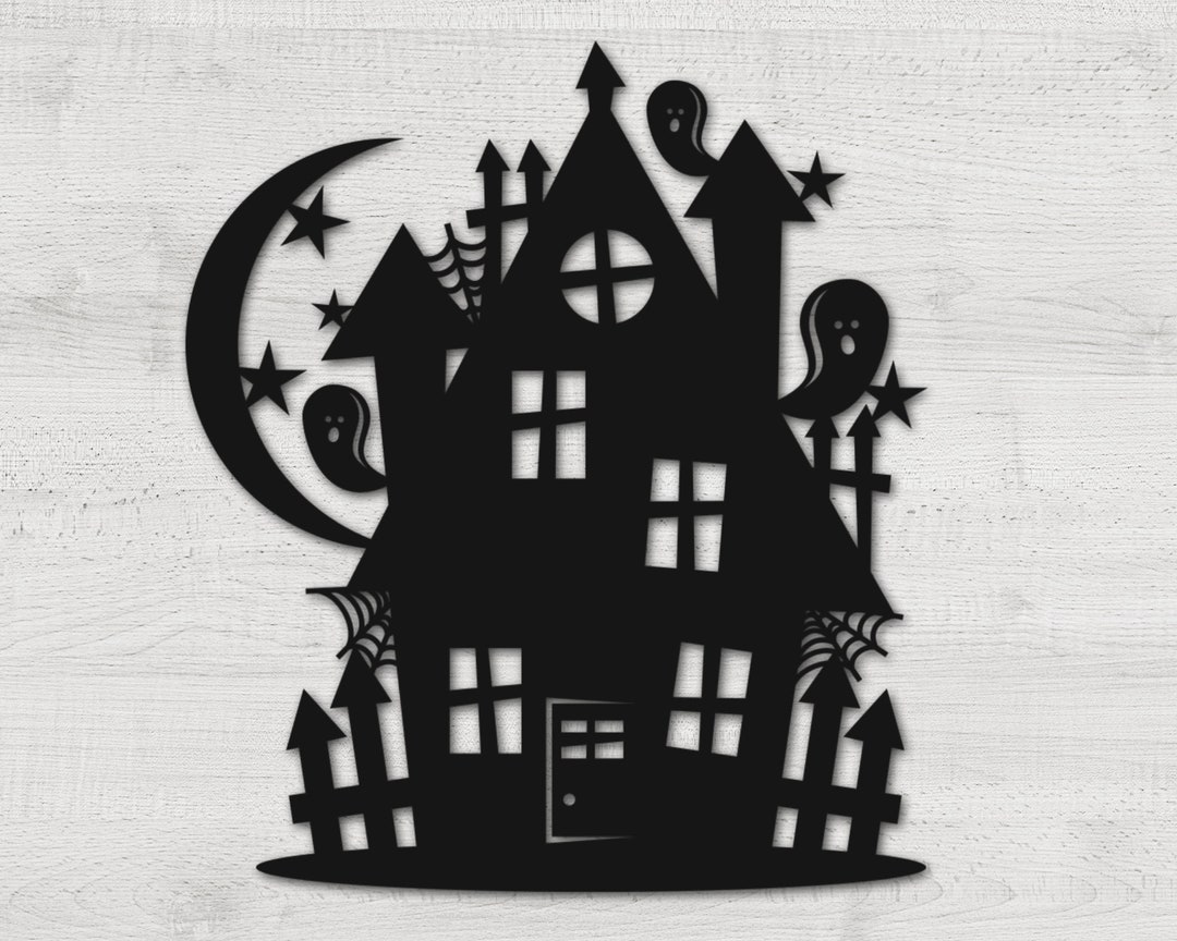 Haunted House Metal Sign, Halloween Wall Decor, Metal Halloween ...