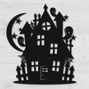 Haunted House Metal Sign, Halloween Wall Decor, Metal Halloween ...