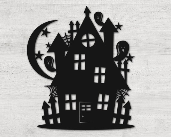 Haunted House Metal Sign Halloween Wall Decor Metal - Etsy