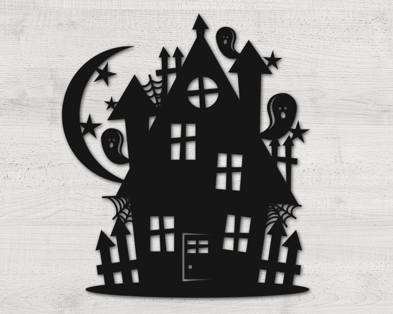 Haunted House Metal Sign, Halloween Wall Decor, Metal Halloween ...