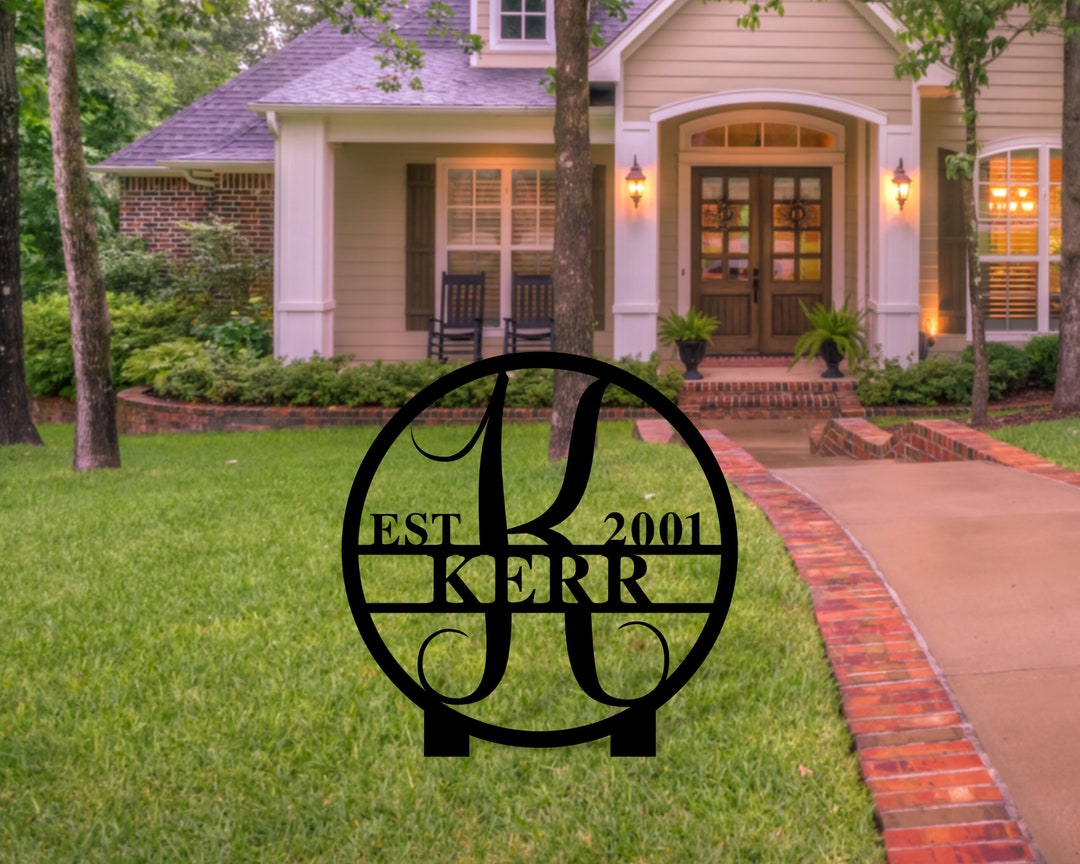 Round Monogram, Monogram Yard Sign, Personalized, Name Yard Sign ...