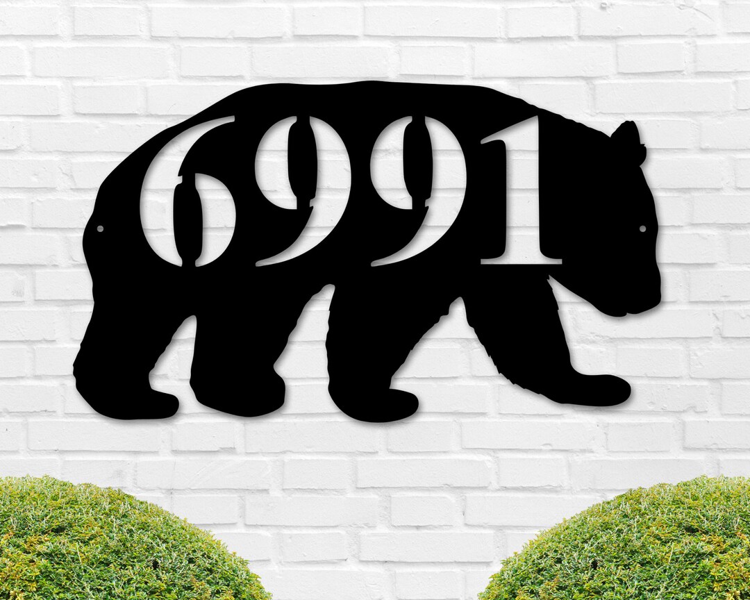 Bear Metal Address Sign, Custom Address Plaque, Personalized Bear Sign ...