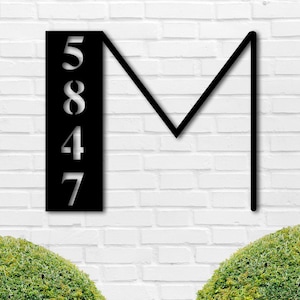 Metal Letter Address Sign, Initial Address Metal Sign, Modern Address ...