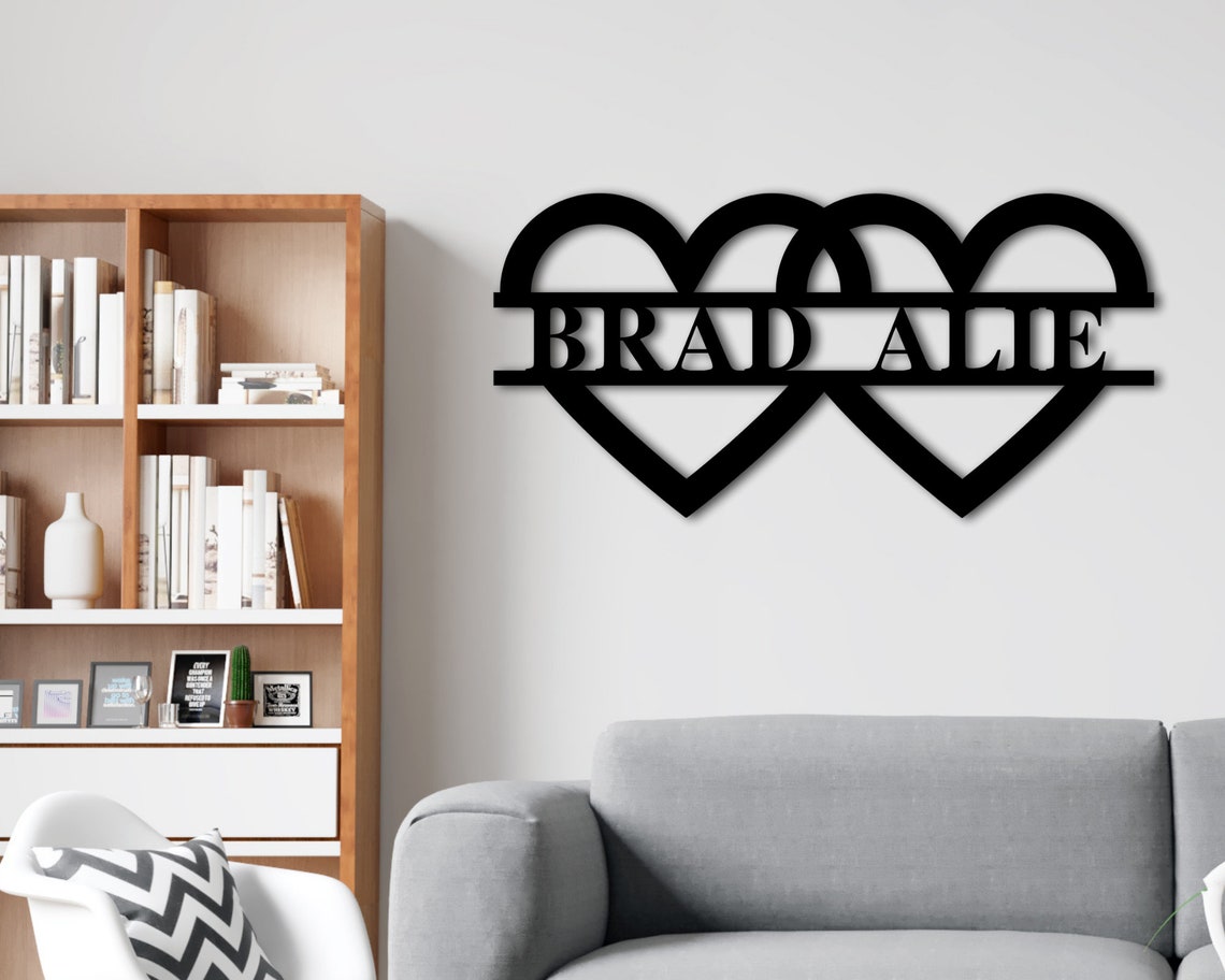 Hearts Metal Sign Metal Wall Art Gift for Couples - Etsy