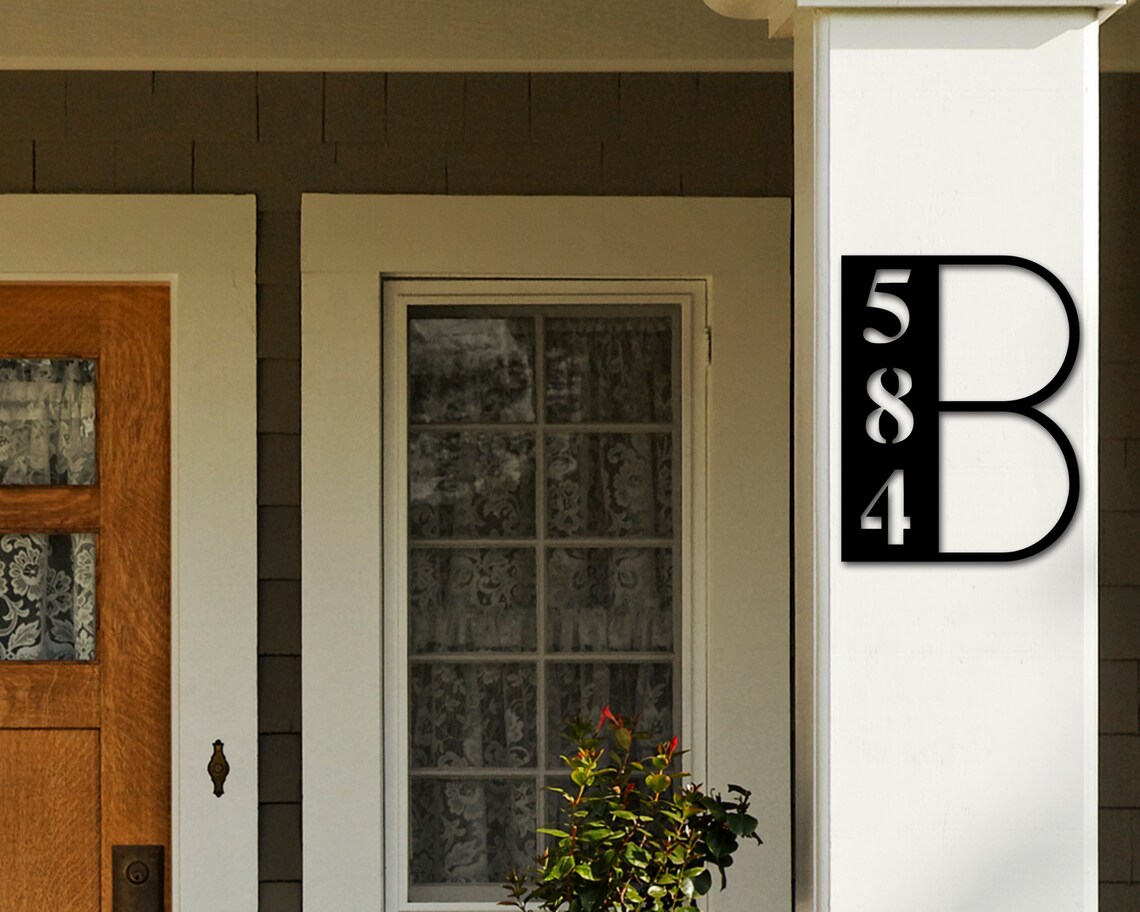 Metal Letter Address Sign Initial Address Metal Sign Modern - Etsy