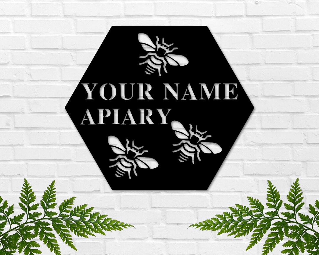 Personalized Metal Bee Sign, Custom Name Bee Decor, Apiary Sign, Unique ...