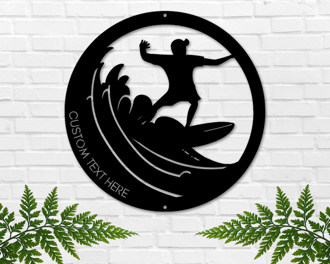 Personalized Metal Surfer Sign, Custom Name Surfing Decor, Surf Shop ...