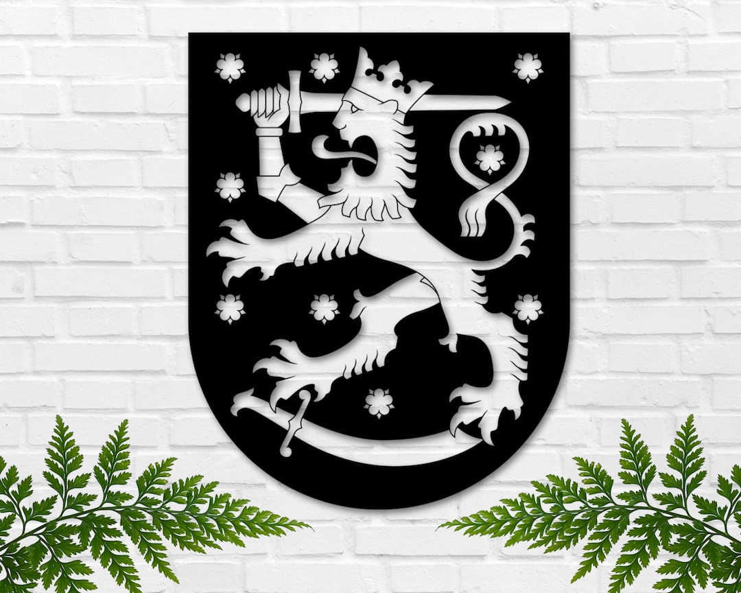 Finland Coat of Arms Metal Sign, Finnish Flag, Finland Family Crest ...