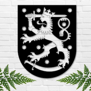 Finland Coat of Arms Metal Sign, Finnish Flag, Finland Family Crest ...
