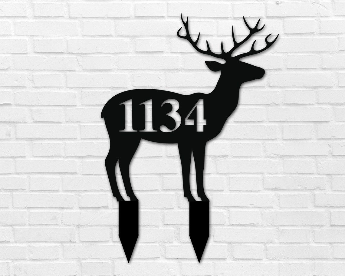 Deer Themed Custom Address Steel Yard Sign Deer Address sign | Etsy