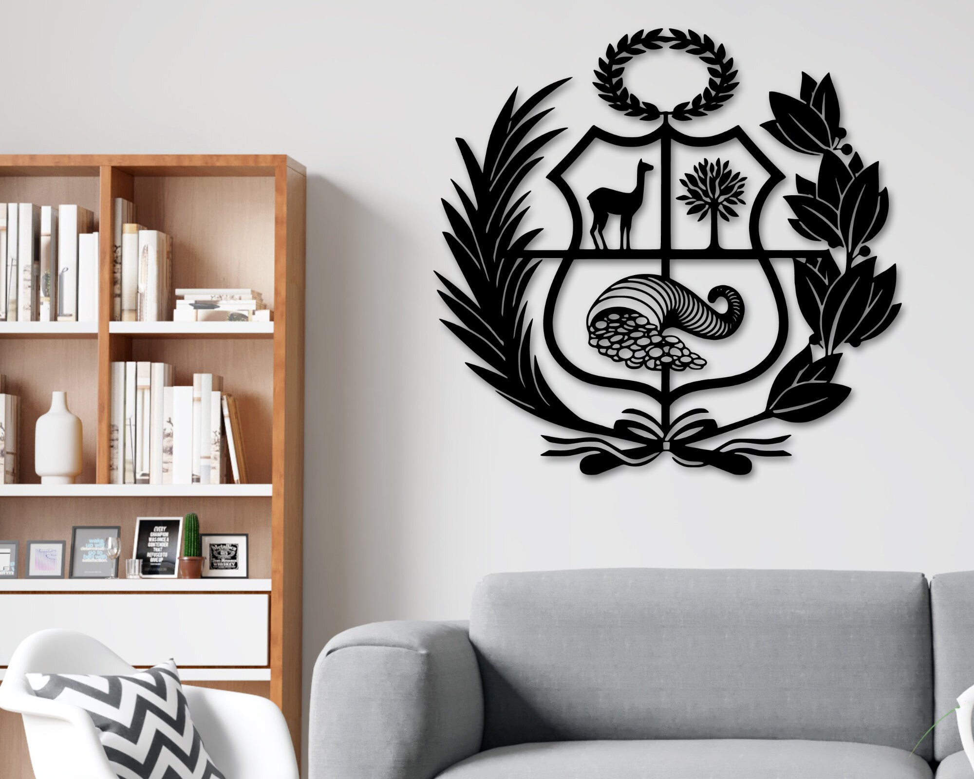 Peruvian Coat of Arms Metal Sign, Escudo Peruano, Peru Coat of Arms ...