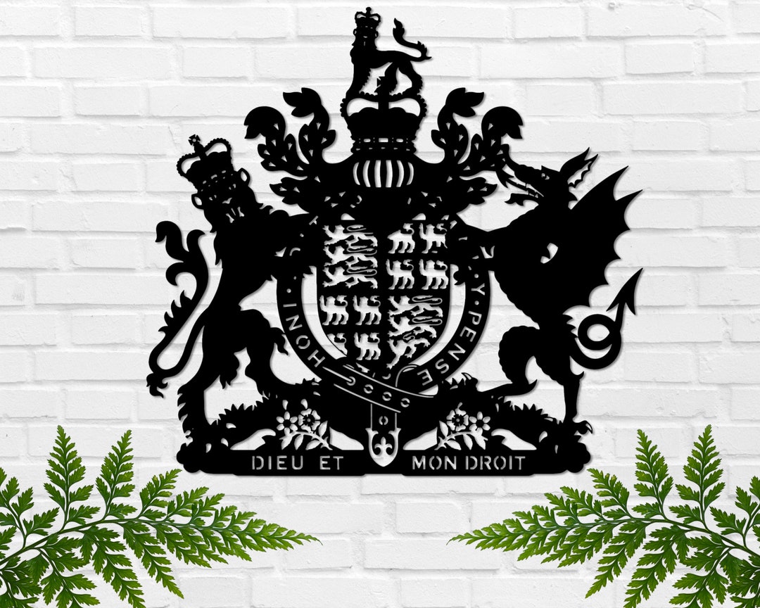 English Coat of Arms Metal Sign, Arms of Dominion, United Kingdom ...