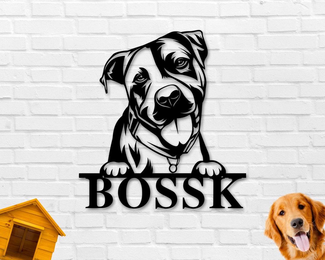 Pitbull Dog Sign, Pitbull Metal Sign, Pitbull Name Sign, Pet Name Sign ...