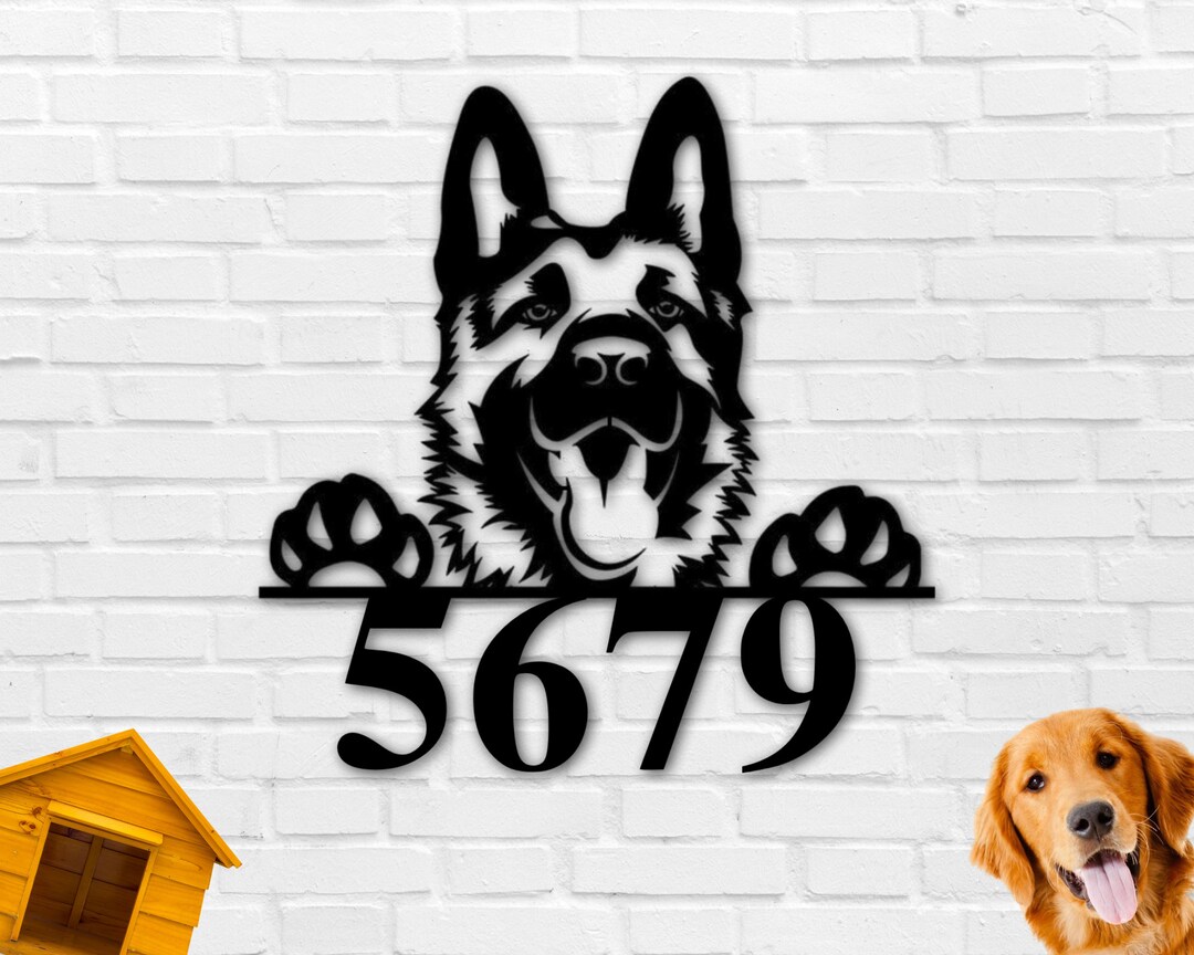 Custom Address Sign, Dog Sign, Dog Address Sign, Metal Sign, Address ...
