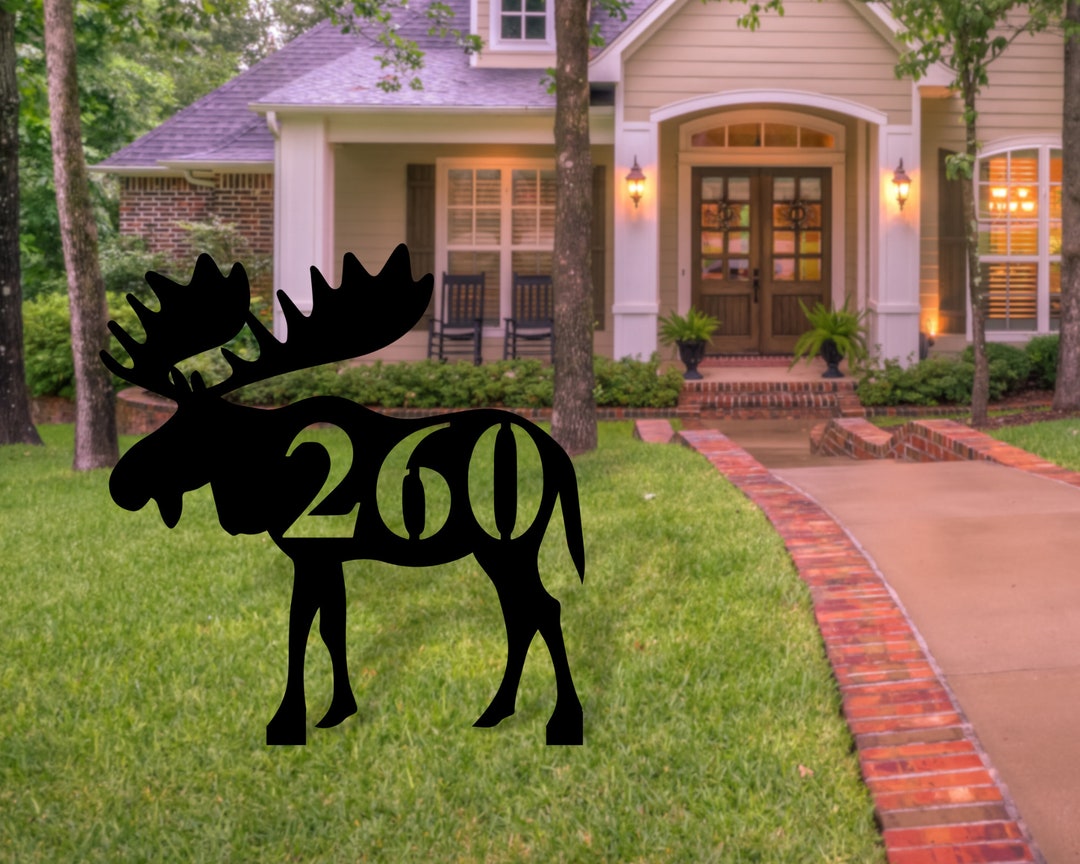 Moose Themed Custom Address Steel Yard Sign, Moose Address Sign, Horse ...